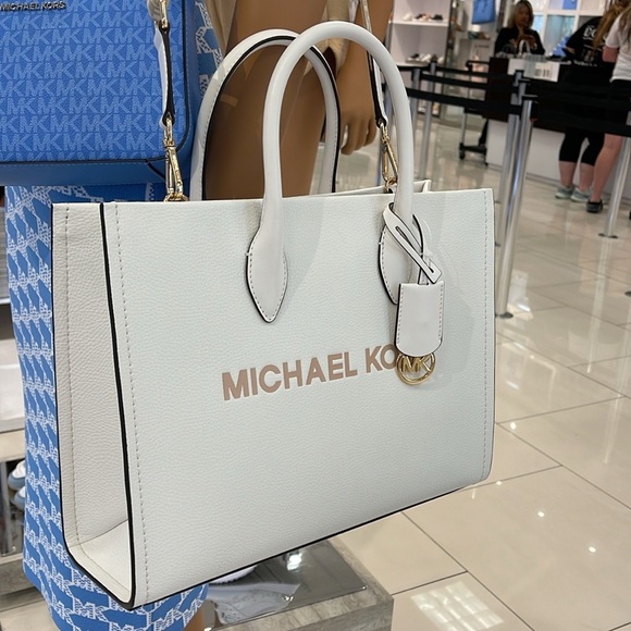 Michael Kors | Bags | Michael Kors Mirella Medium East West Pebbled Leather Tote Shopper Bag Mk ...